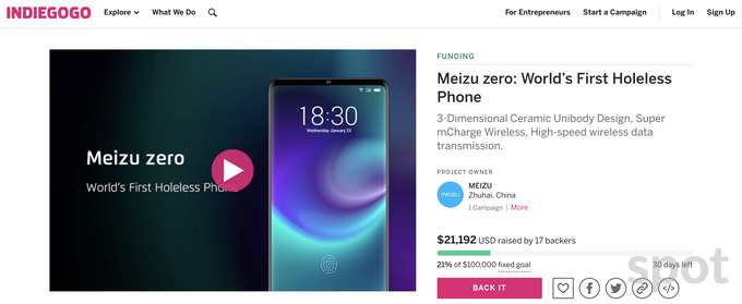 Смартфон без отверстий Meizu Zero оказался неожиданно дорогим – Spot